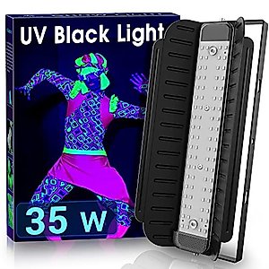Briignite Black Light, Dimmable Blacklight 35W, Black Lights with Plug and Switch, 76 LED Black Lights for Glow Party, 385-400nm, IP44 Waterproof UV Light for Body Paint, Fluorescent Poster, 2Pack