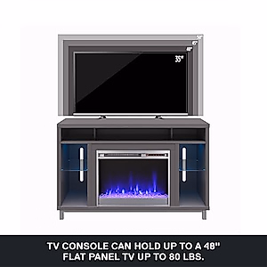 Ameriwood Home Lumina Fireplace TV Stand for TVs up to 48", Graphite Gray
