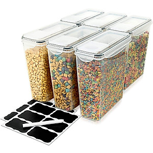 Cereal Containers Storage Set Large (6 Pack) Airtight Food Storage Containers for Kitchen & Pantry Organization, Cereal Storage Container Set for Crunchiness, 6 Pack