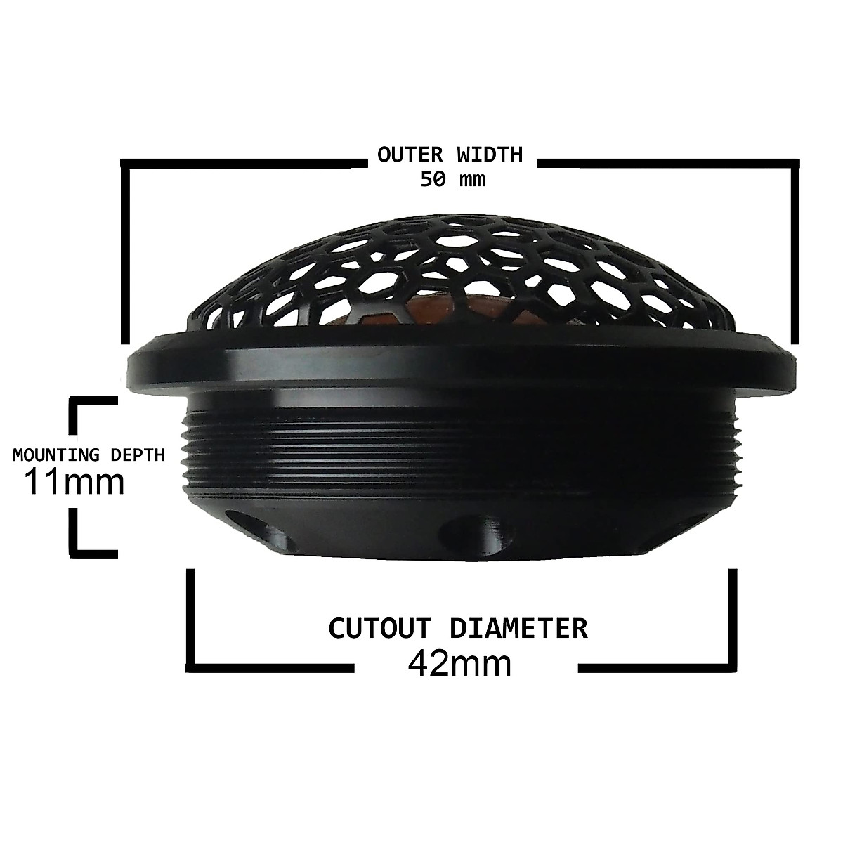 BZRK Audio RS-T150 1 Inch Dome Tweeters for Car -150 watts Each- Aluminum/Neodymium - Flush Mount Only Black/Copper