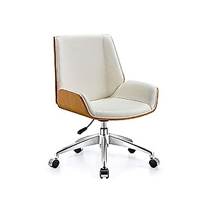 IRDFWH Adjustable Desk Executive Swivel Chair Home Office Furniutre Computer Task Chair Bendwood Leather Armchair (Color : Black)