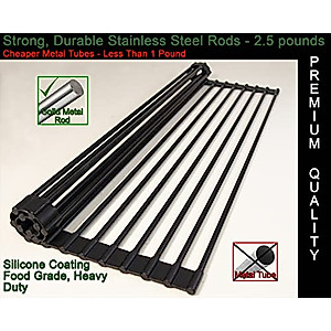 Generic Roll Up Drying Rack Black Multipurpose, 20.4x13.1 Inches, Silicone Coated Solid Stainless Rods, Dish Racks, Sink Cover for Counter Space, Small Kitchen, RV, and Apartment Must Haves