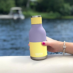 Urban Insulated and Double Walled Stainless Steel Bottle 16 Ounce by Asobu (Pastel Yellow)