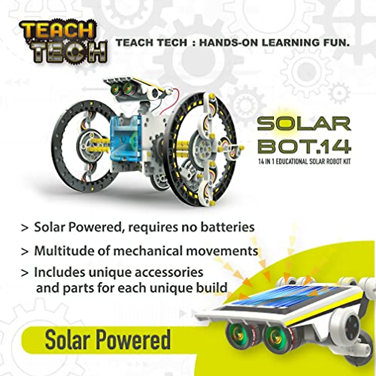Teach Tech SolarBot.14, Transforming Solar Robot Kit, STEM Learning Toys for Kids 10+
