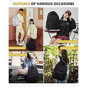 Lightweight School Backpack for Women Men, Black Laptop Travel Casual Daypack College Secondary School Bags Bookbag for Teenage Girls Boys