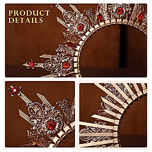 COSUCOS Halo Crown Headpiece Gold Sunburst Crown Queen Headdress Goddess Headband Wedding Renaissance Tiara Birthday Party Photo Shoot Cosplay Butterfly Handmade Accessories