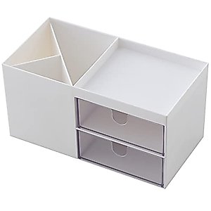 Marknor Desk Organizer, Desk Organizers and Accessories, Desk Storage Box, Vanity Organizer, Cosmetic Storage Organizer, Makeup Organizer, Mini Desk Storage for Office Supplies, White