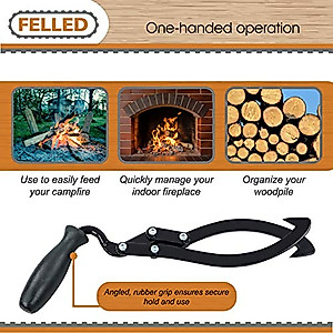 Felled Log Tongs Lifting Firewood Tongs - 10in Manual Log Lifter Logging Tongs Moving Trees and Camping Logs