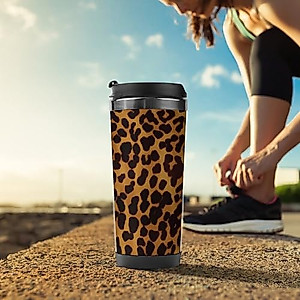 Cool Cheetah Leopard Travel Coffee Mug Stainless Steel Water Bottles Insulated Water Bottle Travel Mug Insulated Tumblers Travel Coffee Tumbler 12 Oz Coffee Tumbler Travel Cup