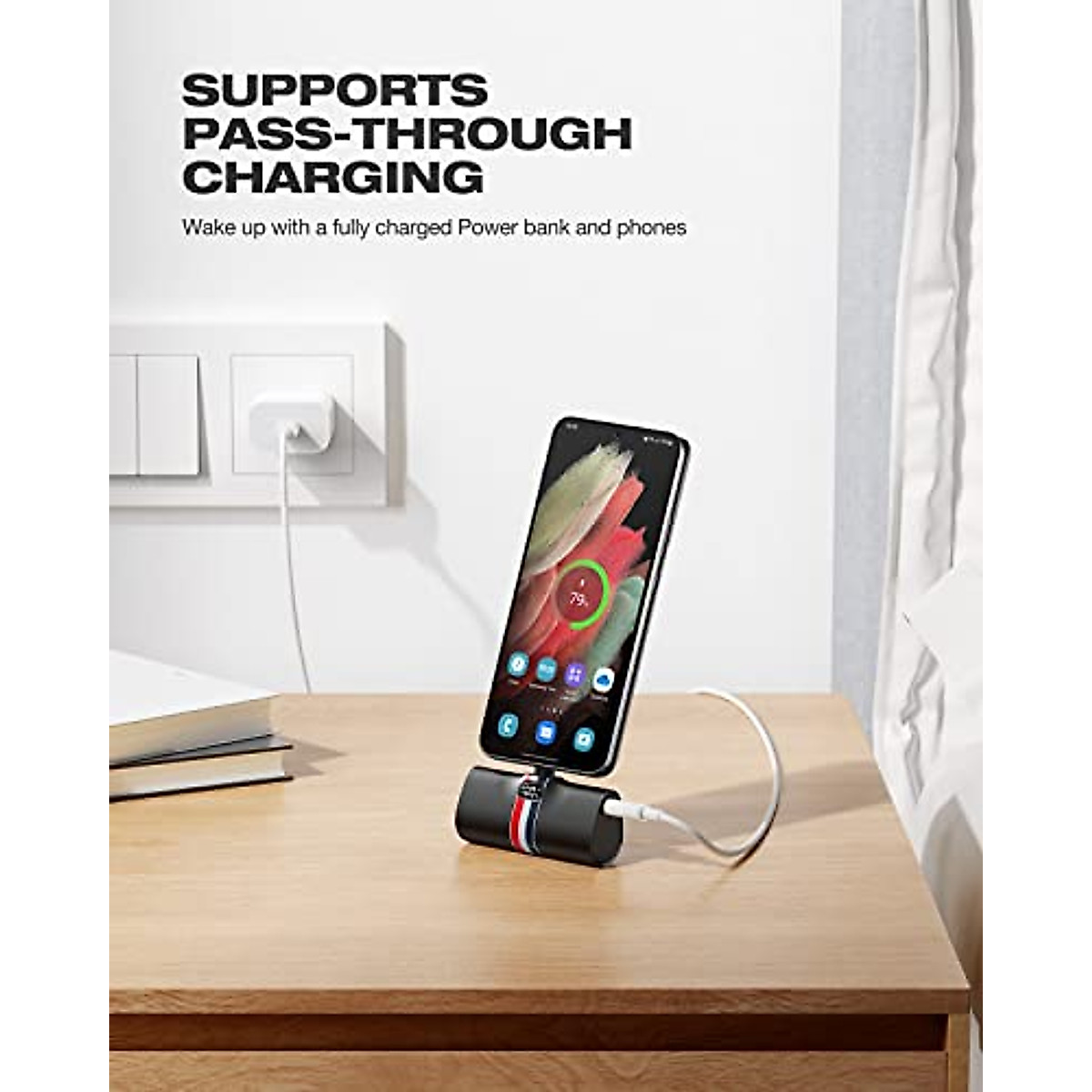 VIYISI Mini Portable Charger USB C,5000mAh 20W PD Fast Charging Battery Pack with Stand,LED Display Power Bank Compatible with Samsung S22/S21/S10/S9,Note,Moto,LG,Oculus Quest,Android Phones etc-Black