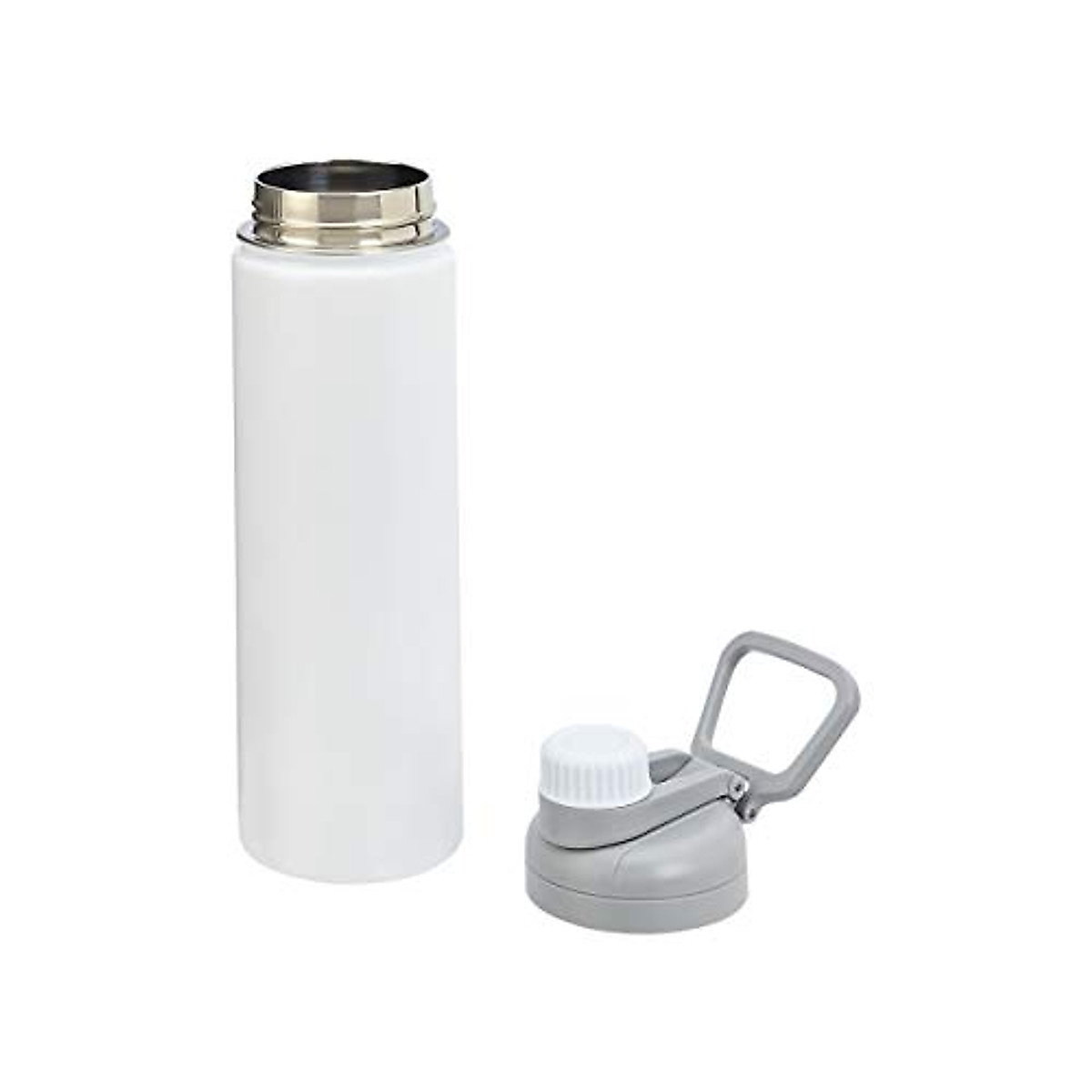 Amazon Basics Stainless Steel Insulated Water Bottle with Spout Lid – 20-Ounce, White