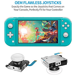 Joystick Replacement for Switch Lite – 19 in 1 OEM Analog Stick Thumbstick Parts Repair Tool Kit Accessories with Y00 Triwing Screwdriver, Thumb Caps, Tweezers for OLED JoyCon Joy Con Controller