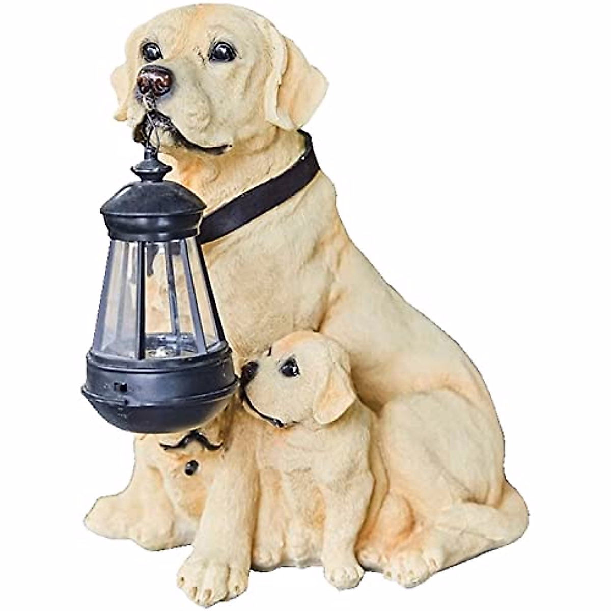 LTHDD Outdoor Labrador Family Statue with Solar Lights,Windproof Lamp for Home Garden Decoration,Lifelike Dog Figurine Decoration,Solar Lantern Dog Garden Statues