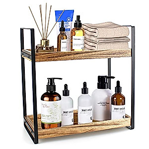 2 Tier Bathroom Countertop Organizer Wood Bath Tray Makeup Cosmetic Holder for Bathroom Kitchen