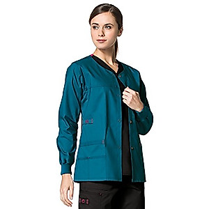 WonderWink Women's Wonderflex Constance Scrub Jacket, Navy, Large