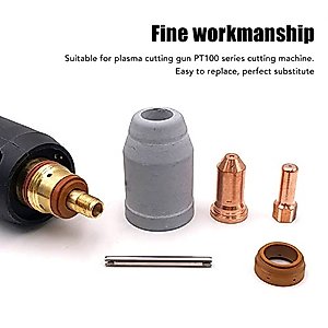 Plasma Cutter Torch Nozzle, 10Pcs Copper Standard Size Lightweight Nozzle Electrode Kit High Temperature Resistant Easy to Use for Replacement