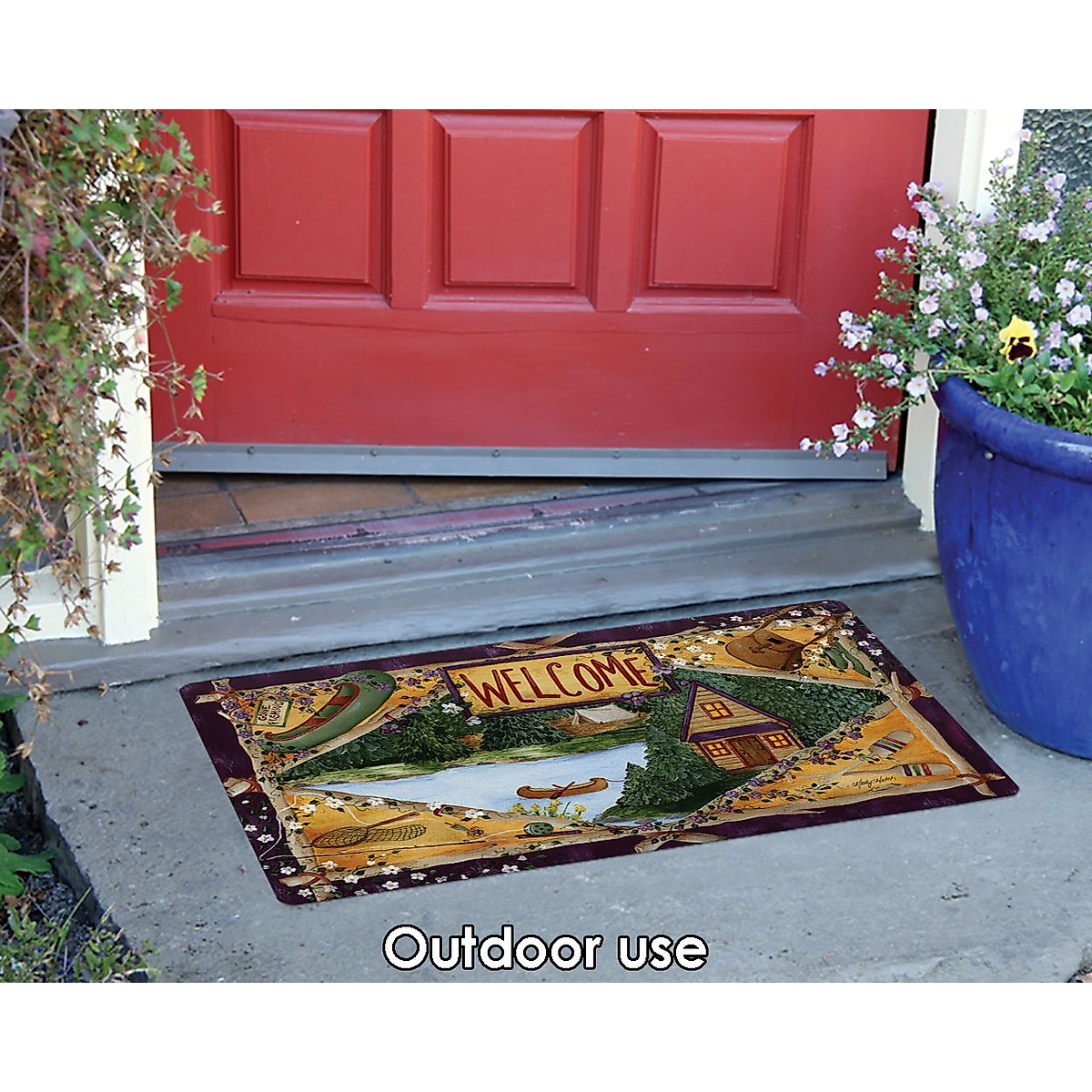 Toland Home Garden 800041 Lakeside Welcome Summer Door Mat 18x30 Inch Fishing Outdoor Doormat for Entryway Indoor Entrance