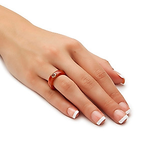 PalmBeach 10K Yellow Gold Round Genuine Red Garnet Genuine Jade White Topaz and Peridot 3 Piece Set Ring Sizes 5-10 Size 5