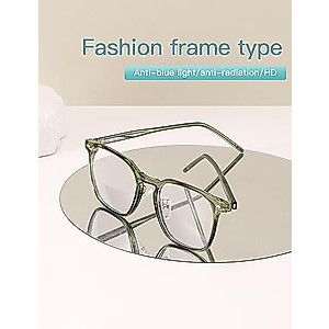 Baililai Blue Light Blocking Glasses - Lightweight Eyeglasses with Blue Ray Filtering for Computer Gaming (17131) (green-C10)