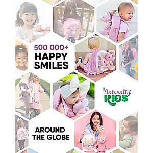 Naturally KIDS Pink Dinosaur Toys for Girls, Triceratops Toy, Dinosaur Gifts for 2 3 Year Old Girls, Toddler Backpack