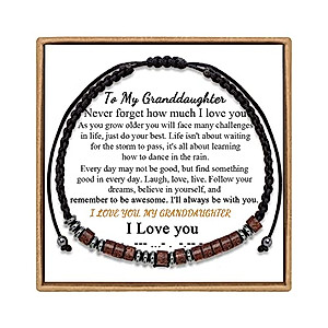 JoycuFF To My Granddaughter Bracelets from Grandma Birthday Mother's Day Christmas Gifts for Granddaughter Morse Code Bracelets for Women I Love You