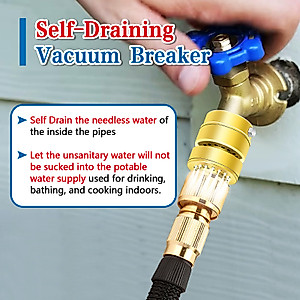 Fine Thread Vacuum Breaker, PK1390 1-1/16" Fine Thread Female No Lead Brass Self-Draining Vacuum Breaker, Hose Bib Vacuum Breaker, Providing you with Healthy Portable Water (NOT fit 3/4" GHT Bibcock)