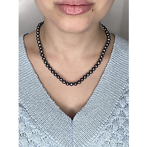 Black Pearl Necklace in 925 Sterling Silver 18 Inches Long with Lobster Claw Clasps 6-7 mm Wide by Lavari Jewelers…