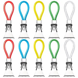 Towel Clips 10Pcs, Clips for Hanging, Tea Towel Clips with Hanging Loop, Towel Cips for Kitchen Bathroom Bedroom Hotel Cabinet Swimming Pool Let You Distinguish and Organize Towels Faster（5 Colors）