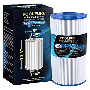 POOLPURE PRB35-IN Spa Filter Replaces Unicel C-4335, Guardian 409-219, Filbur FC-2385, 03FIL1300, 17-2482, 25393, 303557, 817-3501, R173431, 35 sq.ft, 5 X 9 Hot Tub Filter, 1 Pack