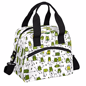Animal Frog Insulated Lunch Bag Box for Women Men,Green Frog Reusable Lunch Box Cooler Tote Bag for Adult Lunch Container with Adjustable Shoulder Strap for Office work, Picnic,Travel