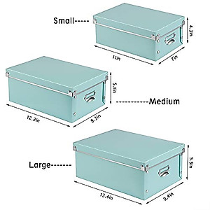 SEEKIND Foldable Storage Box with Lids and Handles Decorative, 3 in 1 Set, Multiple Size Plastic Box for Clothes, Toys, Cosmetic, Books …
