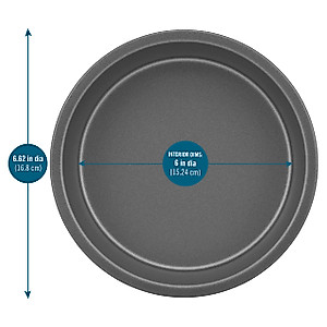 G & S Metal Products Company Baking with G&S 6-inch Nonstick Round Cake Pan, Set of 4, Gray