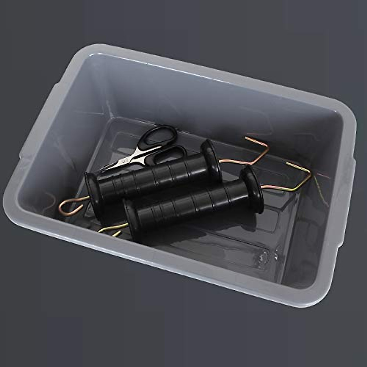 6 Pack 7 L Smal Plastic Bus Tub Restaurant Commercial Bus Tote Utility Box Plastic Dish Pans Wash Basin Tote Box, Grey (12"x 8.2"x 4.2")