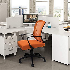 Furmax Office Chair Mid Back Swivel Lumbar Support Desk Chair, Computer Ergonomic Mesh Chair with Armrest (Orange)