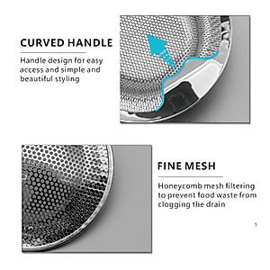 JATYP 2 Pack Kitchen Sink Strainer Stainless Steel with Upgraded Handle, Strainer for Most Sink Strainer Kitchen Drain,Anti-Clogging Drain Basket Collector