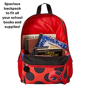 Miraculous Ladybug Backpack for Girls, 16 inch, Red