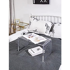 GETCK Acrylic Coffee Table. Modern Clear Side Table Bedroom Or Living Room Furniture, Waterfall Coffee Table, Fashion Sofa Table with Round Edges,24'' L x 14'' W x 12'' H