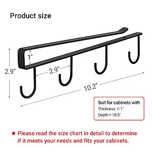 Dahey Under Cabinet Mug Holder Set of 3 Metal Coffee Mug Rack with 12 Mug Hooks, Adhesive Display Cup Holder Organizer for Cabinet Shelf Kitchen Dining Room Coffee Bar, Black