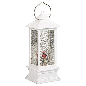 Christmas by Roman Inc, Acrylic Collection, White Lighted with Red Cardinal Lantern, 11" H Holiday Home Decor