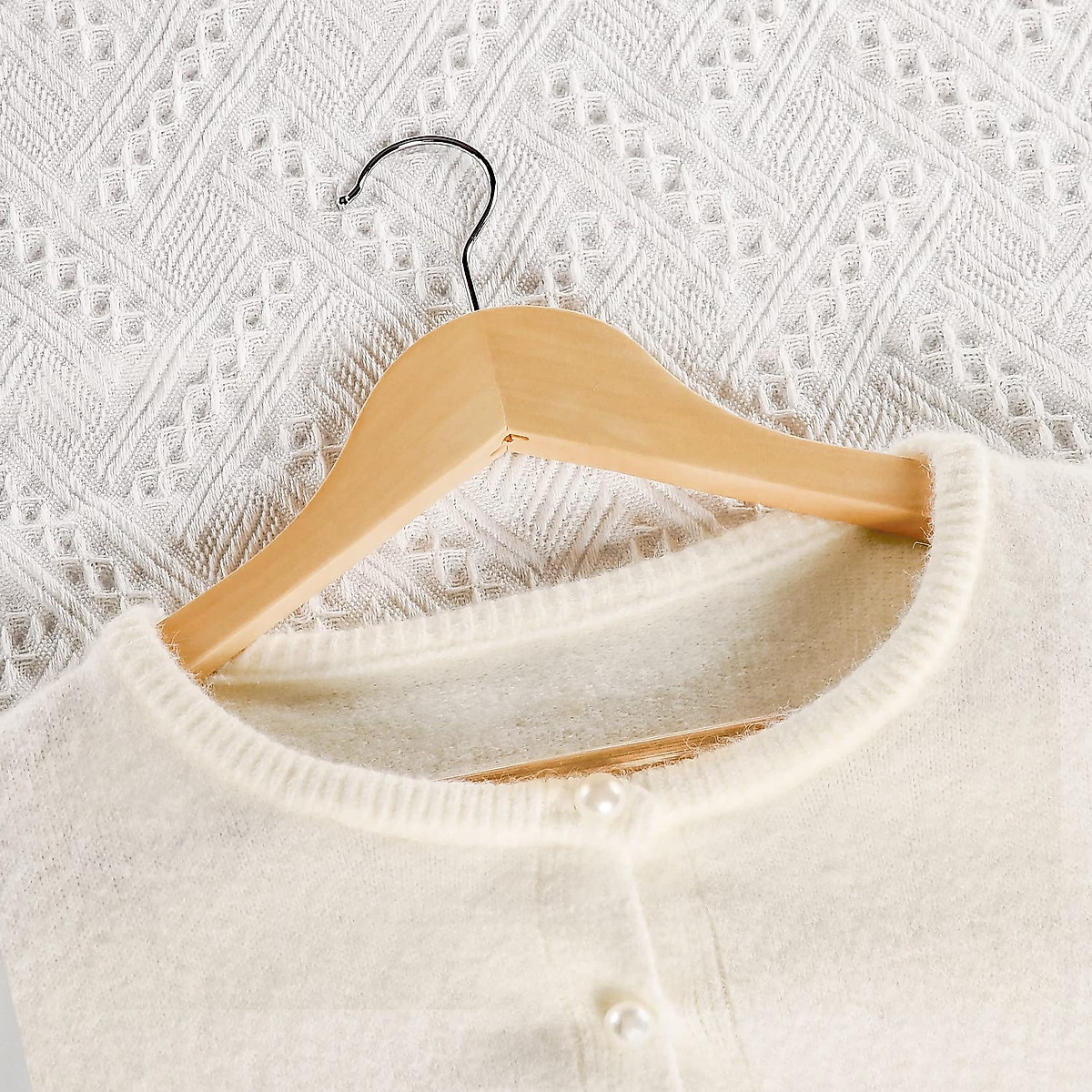 TOPIA HANGER Wooden Hangers 30 Pack, Natural Wood Clothes Hangers, Durable Coat Hanger with 360-Degree Rotatable Hook, Non-Slip Pants Bar and Shoulder Notches for Camisole Tops-CT34N30