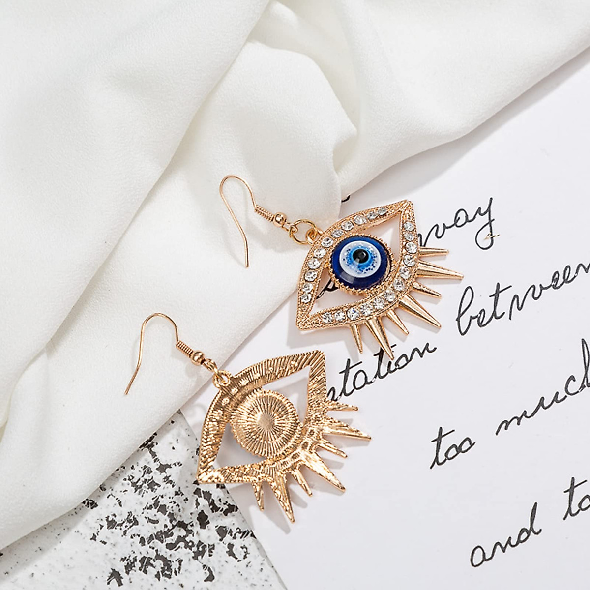 Unique Personality Evil Eye Earrings Fashion Abstract Eye Crystal Rhinestone Fringe Funny Women's Drop Earrings Exaggerated Jewelry (style 1)