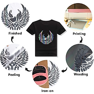 HTVVETUR Reflective Rainbow Heat Transfer HTV Vinyl Roll 12'' x 8' Rolls for DIY T-Shirts Iron On PU Stretch Vinyl for Silhouette Easy to Cut & Weed (Reflective Rainbow)