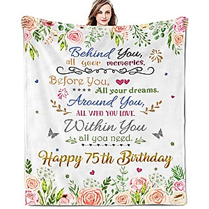 75th Birthday Gifts for Women, 75th Birthday Gifts for Men, 75th Birthday Decorations, 75th Birthday Decorations for Men, 75th Birthday Gifts, Happy 75th Birthday Decorations Throw Blankets 60"x 50"