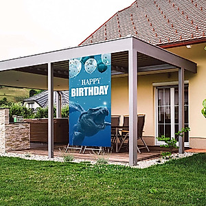 Mosasaurus Dinosaur Banner Backdrop Photo Booth Props Realistic Reptilia Animal Water Dino UnderSea Monster Theme Decor for Safari Wild One 1st Birthday Party Baby Shower Favors Supplies Decorations