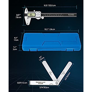 Housolution Digital Caliper, (ABS) Absolute Scale Caliper 6", IP54 Electronic Measuring Tool, Inch/MM/Fraction, Auto-Off LCD Stainless Steel Waterproof Micrometer Vernier Caliper, with Feeler Gauges