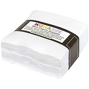 White Kona Solids Mini Charm Pack; 84 100% Cotton 2.5" Precut Fabric Quilt Squares