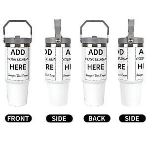 Personalized Tumbler with Handle|Custom Coffee Tumbler with Lid and Straw|Design Your Own Text/Photo Car Cup Holder|Stainless Steel Cup for Gym/Work/Travel Mug Gift for Women&Men(30oz)