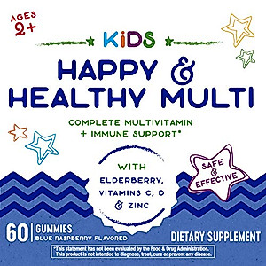 Nature’s Way Kids Happy & Healthy Multivitamin, Vitamin C, Zinc & Elderberry, 60 Gummies