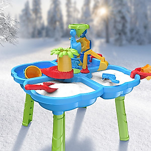 ConeWhale Sand Water Table, 4 in 1 Kids Table Activity Sensory Play Table Beach Sand Water Toy for Outdoor Backyard for Toddlers Age 3-5