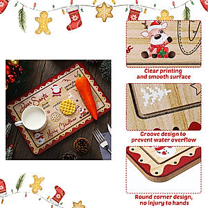 Santa Cookie Plate Dear Santa Christmas Cookies Plate Christmas Treat Santa Tray Wooden Tray Plate Platter Mat Wood Plates Christmas Decorations for Kids Christmas Supplies (Chic Rectangular)